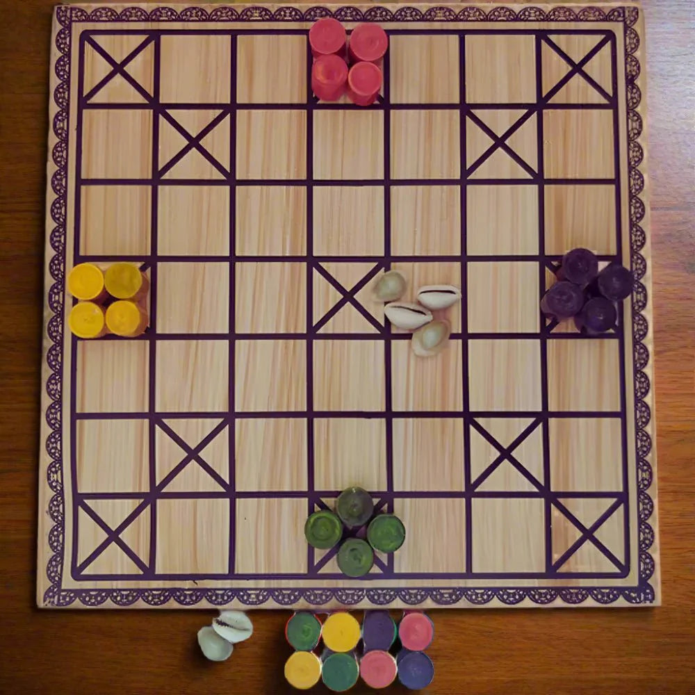 Wooden Chowkabara Traditional Strategy Board Game | One Board Double-S ...